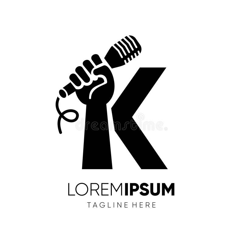 Letter K Hand with Microphone Logo Design Vector Icon Graphic Emblem ...