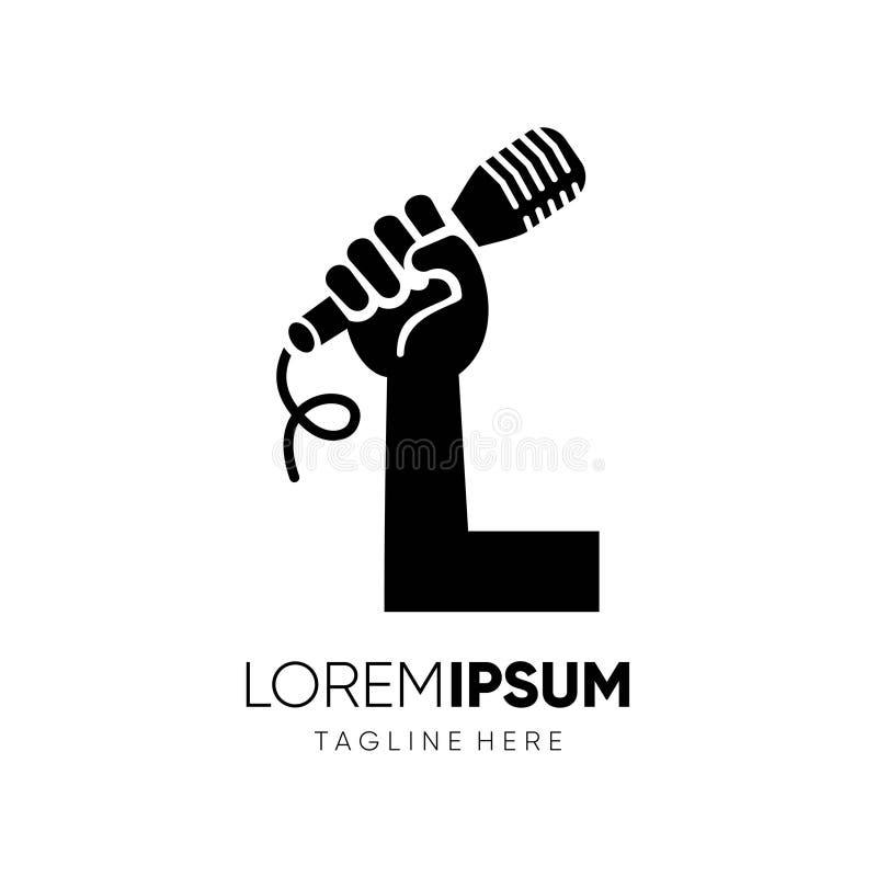Letter L Hand with Microphone Logo Design Vector Icon Graphic Emblem ...