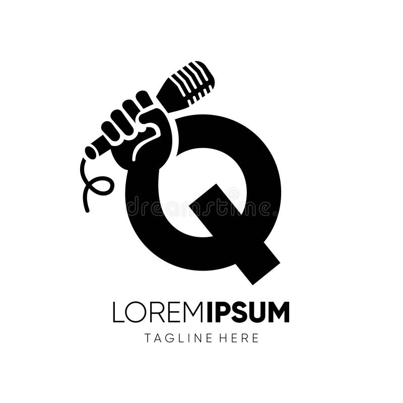 Letter Q Hand with Microphone Logo Design Vector Icon Graphic Emblem ...