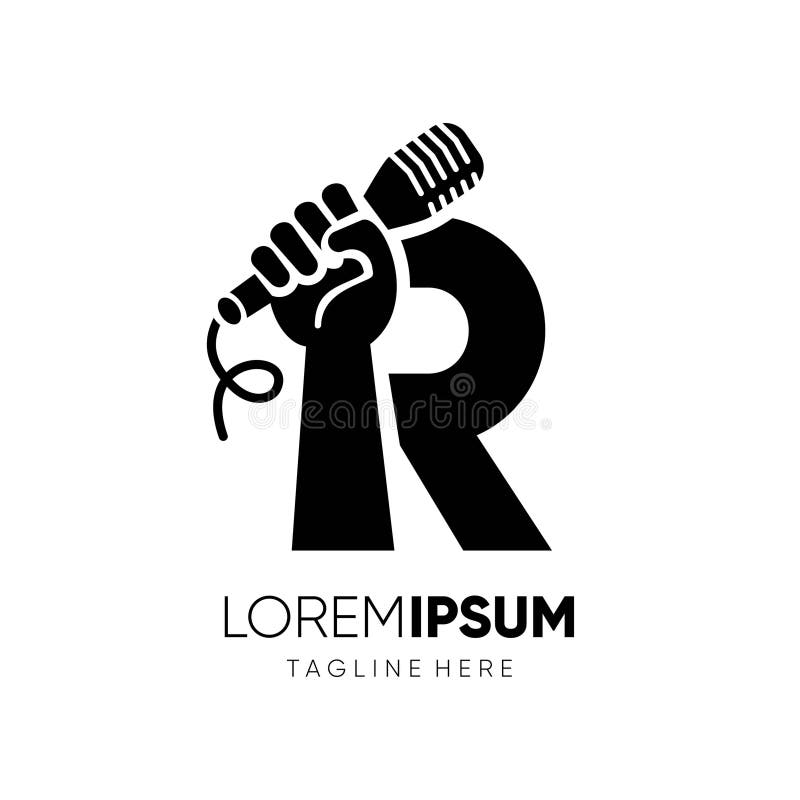 Letter R Hand with Microphone Logo Design Vector Icon Graphic Emblem ...