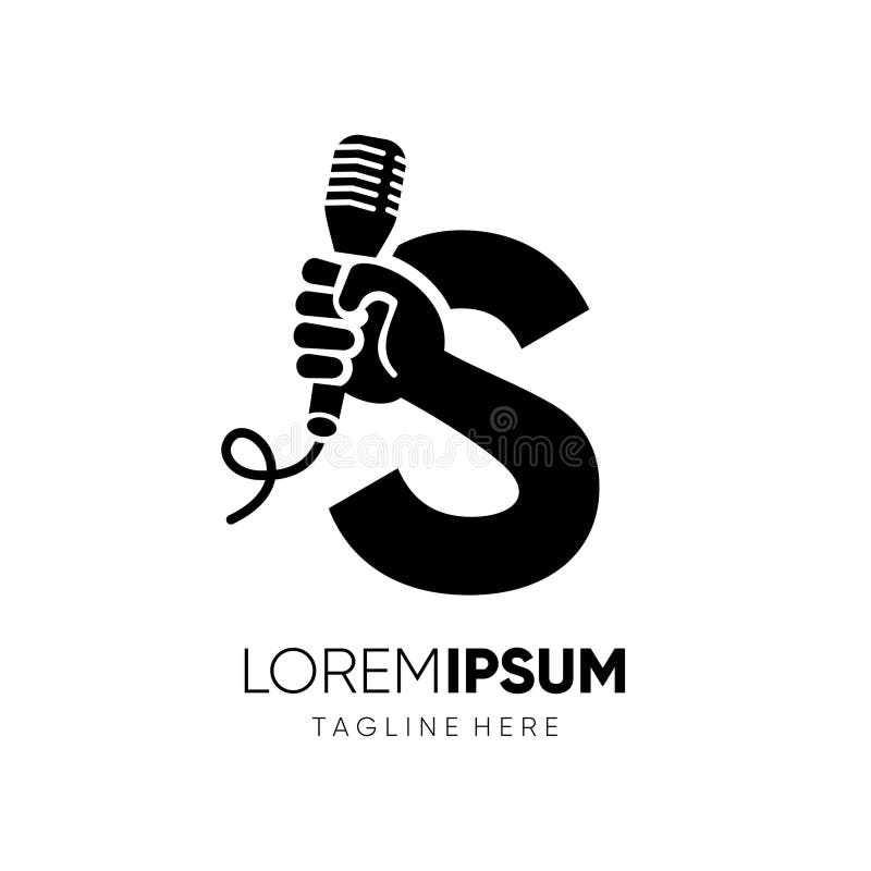 Letter S Hand with Microphone Logo Design Vector Icon Graphic Emblem ...