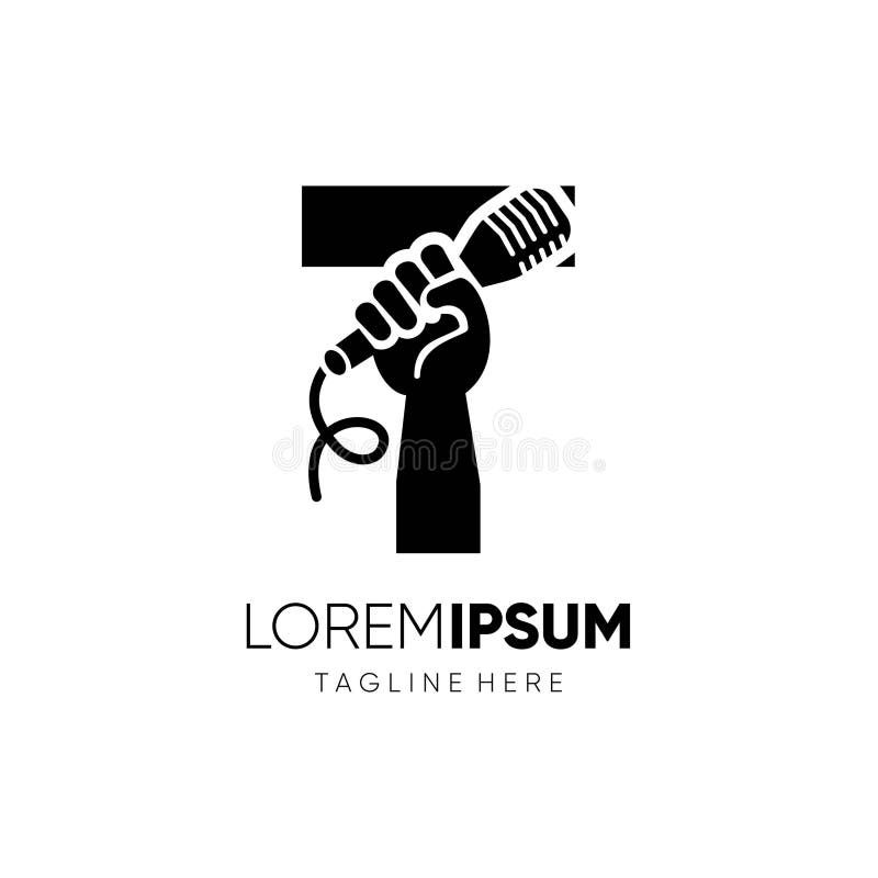 Letter T Hand with Microphone Logo Design Vector Icon Graphic Emblem ...