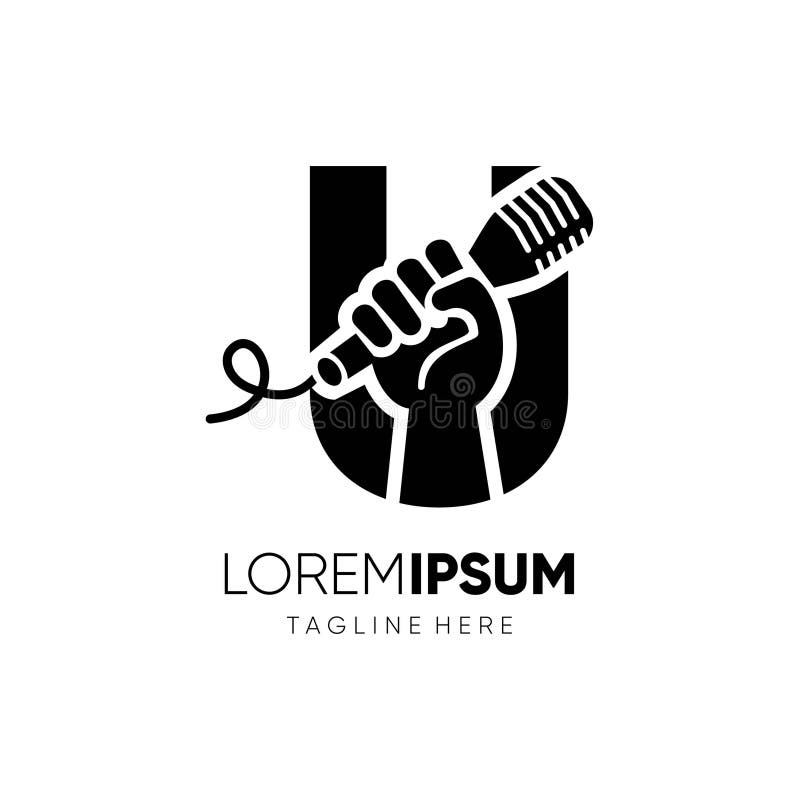 Letter U Hand with Microphone Logo Design Vector Icon Graphic Emblem ...