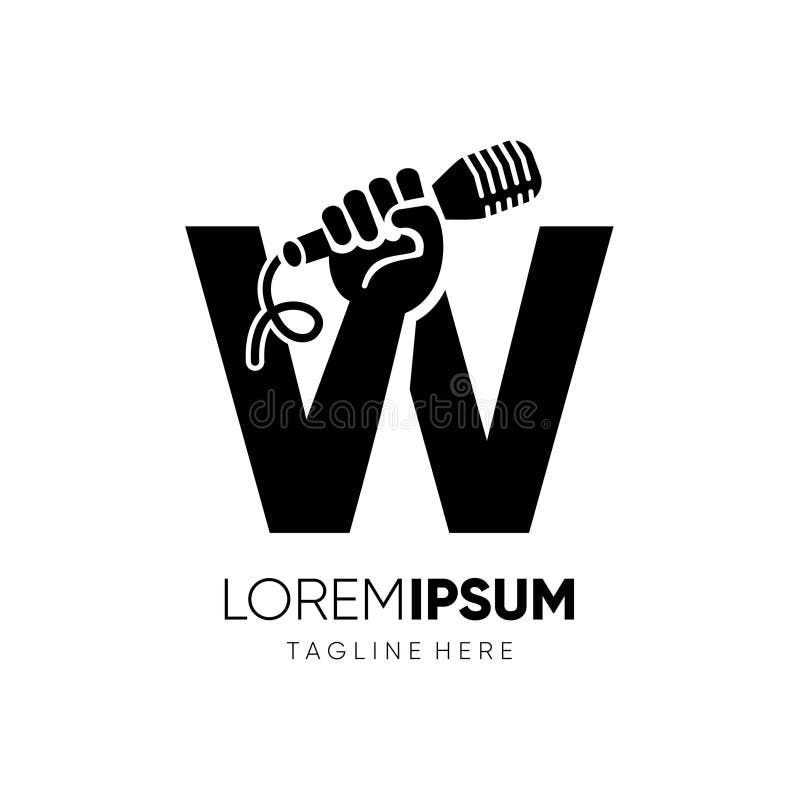 Letter W Hand with Microphone Logo Design Vector Icon Graphic Emblem ...