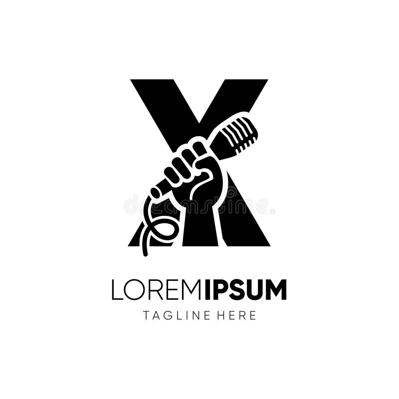 Letter X Hand with Microphone Logo Design Vector Icon Graphic Emblem ...