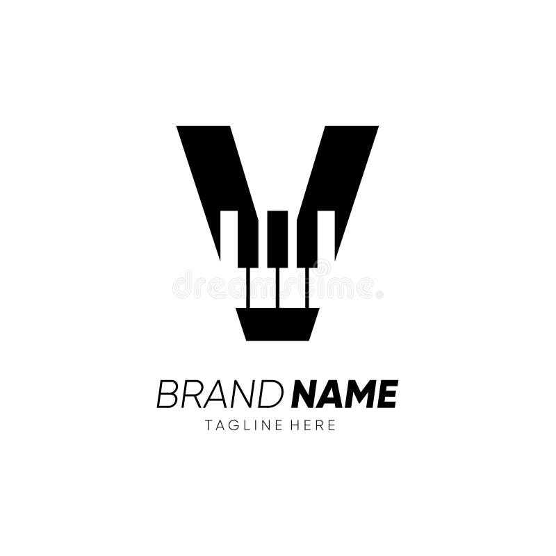 Letter V Initial Piano Logo Design Vector Icon Graphic Emblem Symbol ...