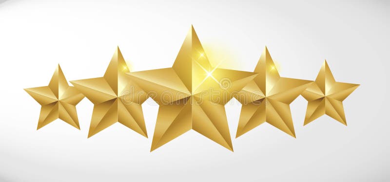 Star Rating Realistic Gold Star Set Vector Stock Vector - Illustration ...