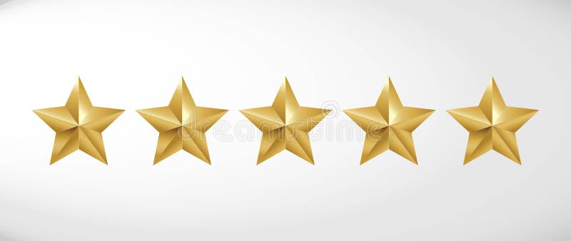 Star Rating Realistic Gold Star Set Vector Stock Vector - Illustration ...