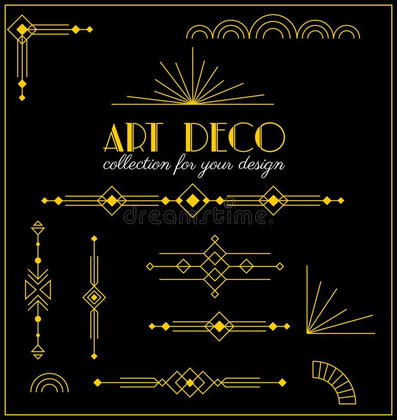 Beautiful Set of Art Deco, Gatsby Palmette Ornates and Design Elements ...