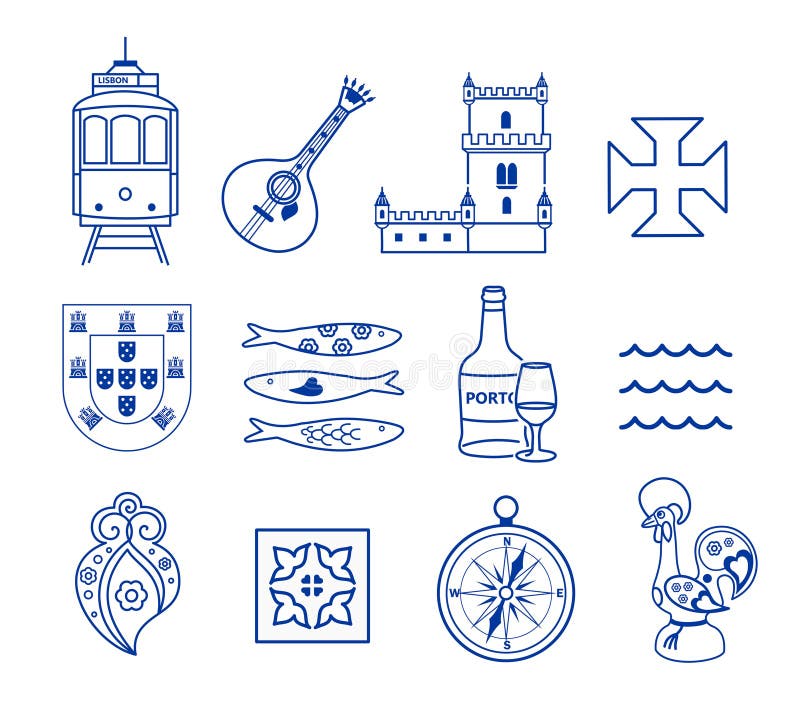 Portugese icon set vector stock vector. Illustration of isolated ...