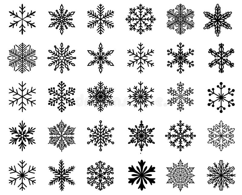 Beautiful Set of Hand Drawn Snow Flakes Vector Illustration Stock ...