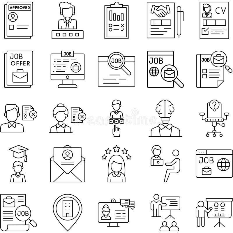 Recruitment Vector Icon Pack Set Stock Illustration - Illustration of ...