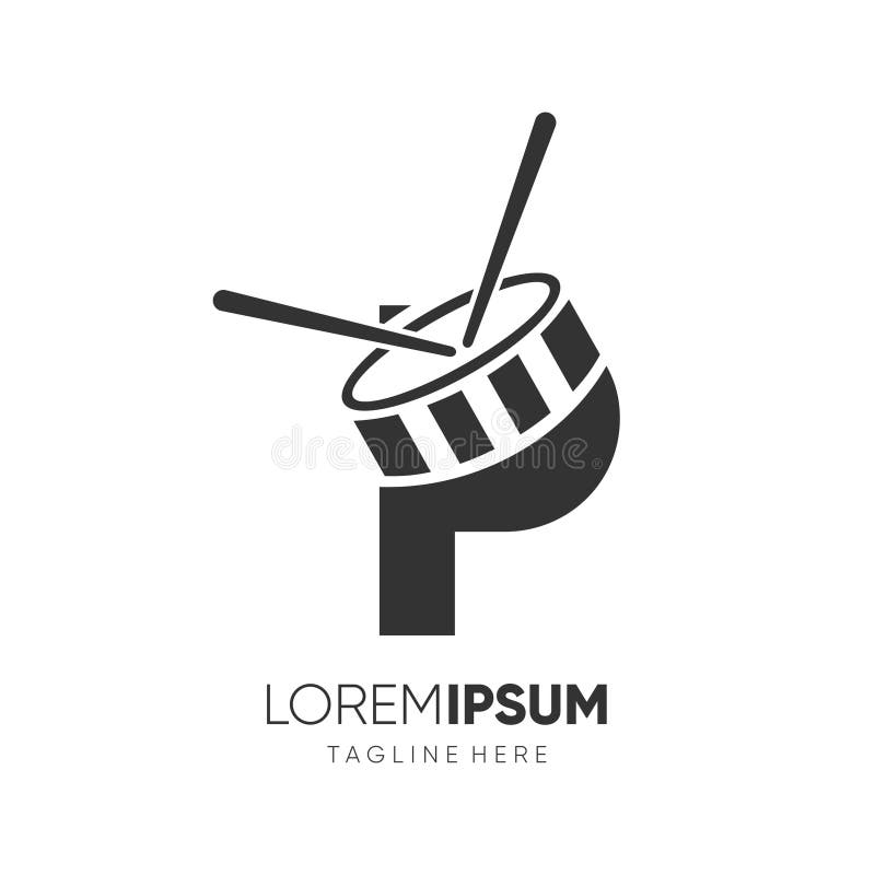 Letter P Drummer Drumstick Drum Logo Design Vector Icon Graphic Emblem ...