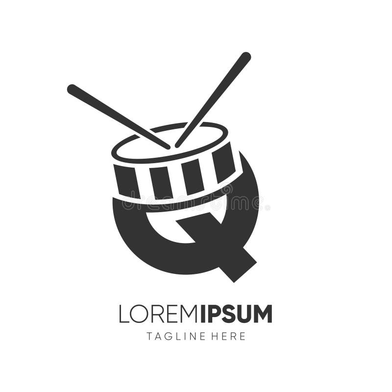 Letter Q Drummer Drumstick Drum Logo Design Vector Icon Graphic Emblem ...