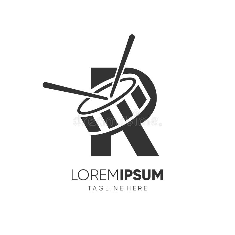 Letter R Drummer Drumstick Drum Logo Design Vector Icon Graphic Emblem ...