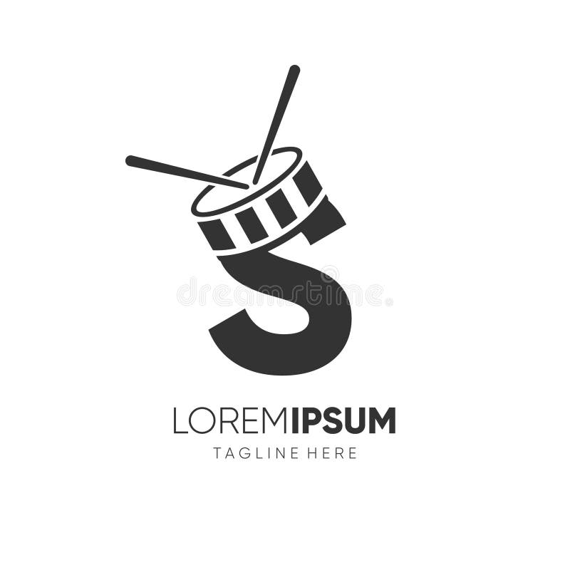 Letter S Drummer Drumstick Drum Logo Design Vector Icon Graphic Emblem ...