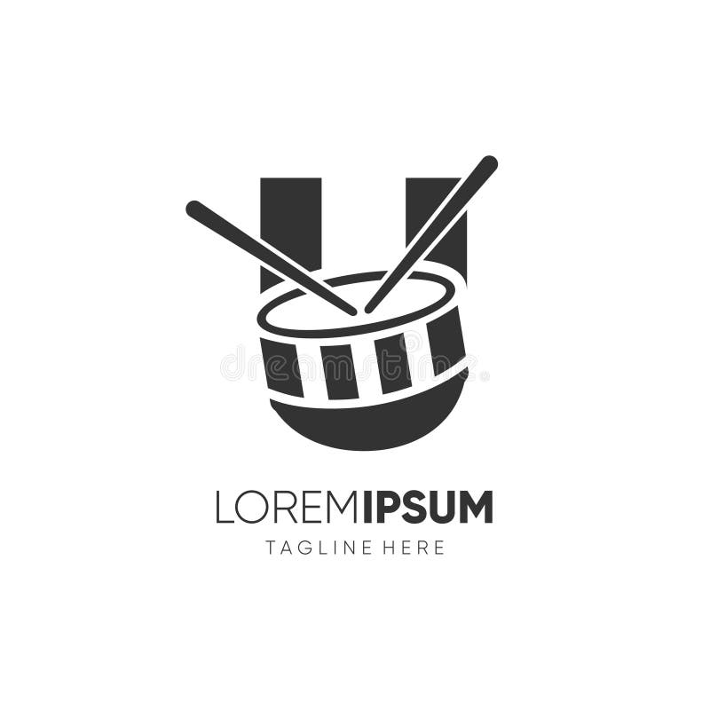 Letter U Drummer Drumstick Drum Logo Design Vector Icon Graphic Emblem ...