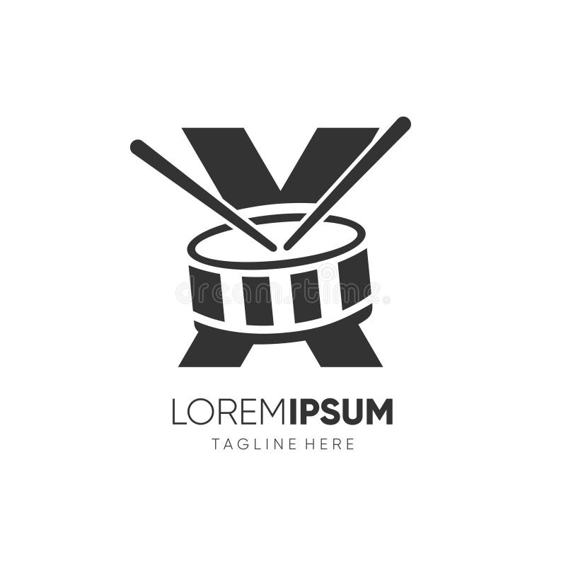 Letter X Drummer Drumstick Drum Logo Design Vector Icon Graphic Emblem ...