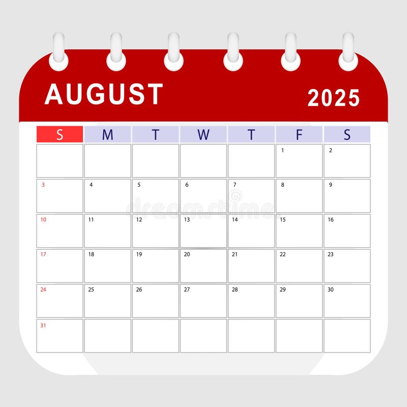 August 2025 stock vector. Illustration of vector, office - 324267004