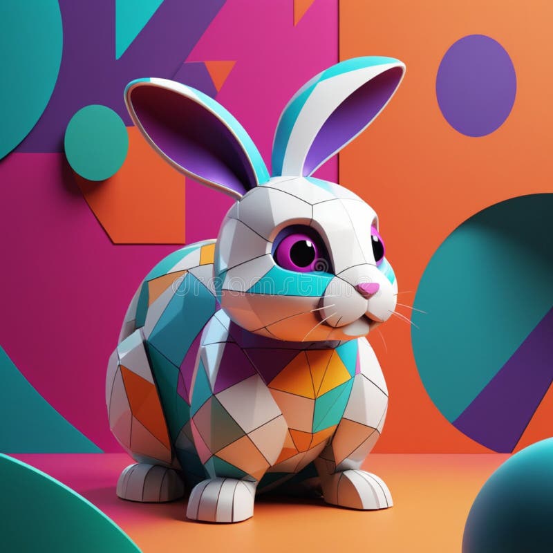 Three-dimensional Illustration of a Cute Rabbit-01 Stock Illustration ...