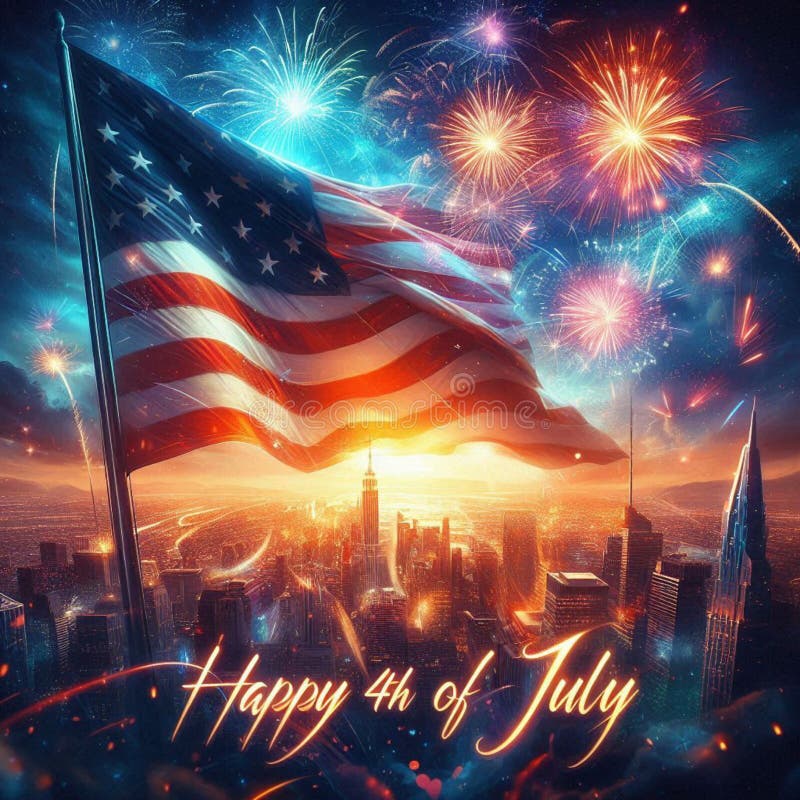 American Independence Day 4th of July with Modern Country View Stock ...