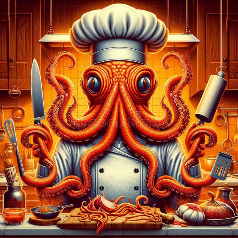 Illustrator Image of Octopus Chef Character. Stock Illustration ...