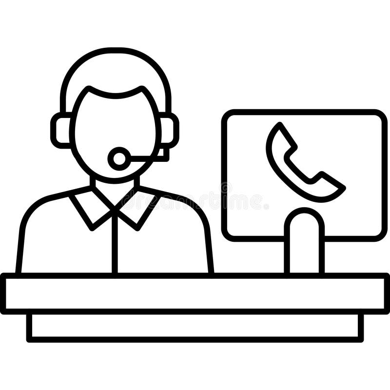 Call Center Illustration with Isolated Background in Glyph Style Stock ...