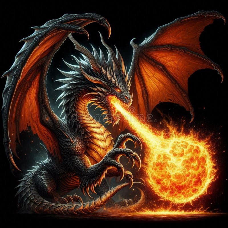 Image of an Angry Dragon Throwing Out Fireballs Stock Illustration ...