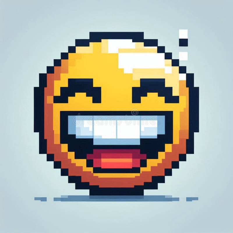 Pixel Art Laughing Emoji Design Stock Illustration - Illustration of ...