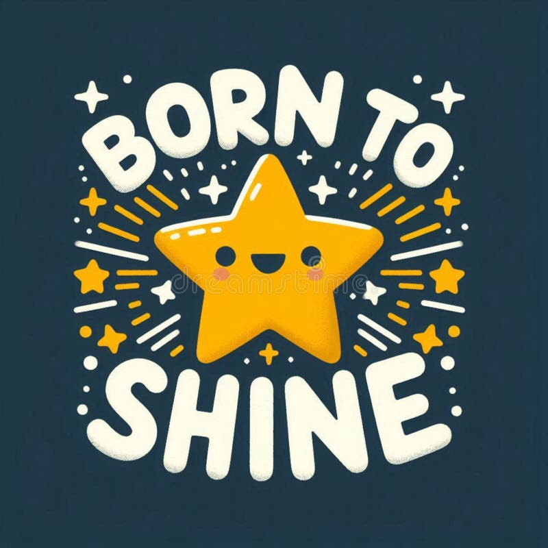 Children S Clothing Design with the Words Born Shining on a Black ...
