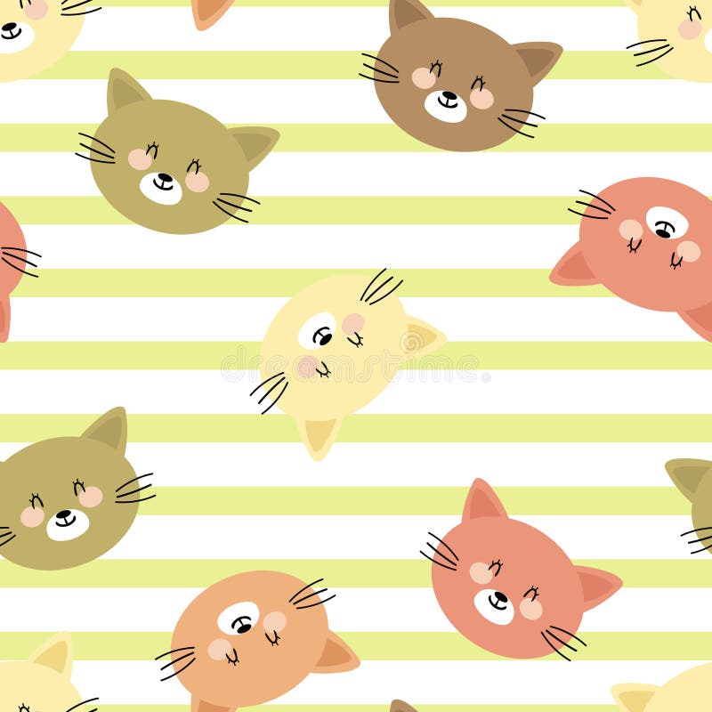 Seamless Pattern with Cute Cartoon Cats, for Fabric Prints, Textiles ...
