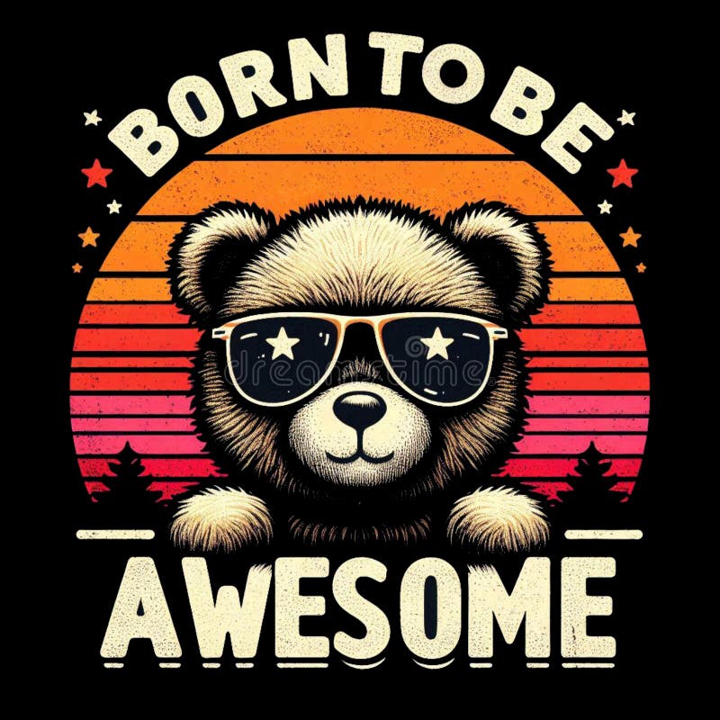 Glasses Bear Logo Design with the Words Born To Be Awesome Stock ...