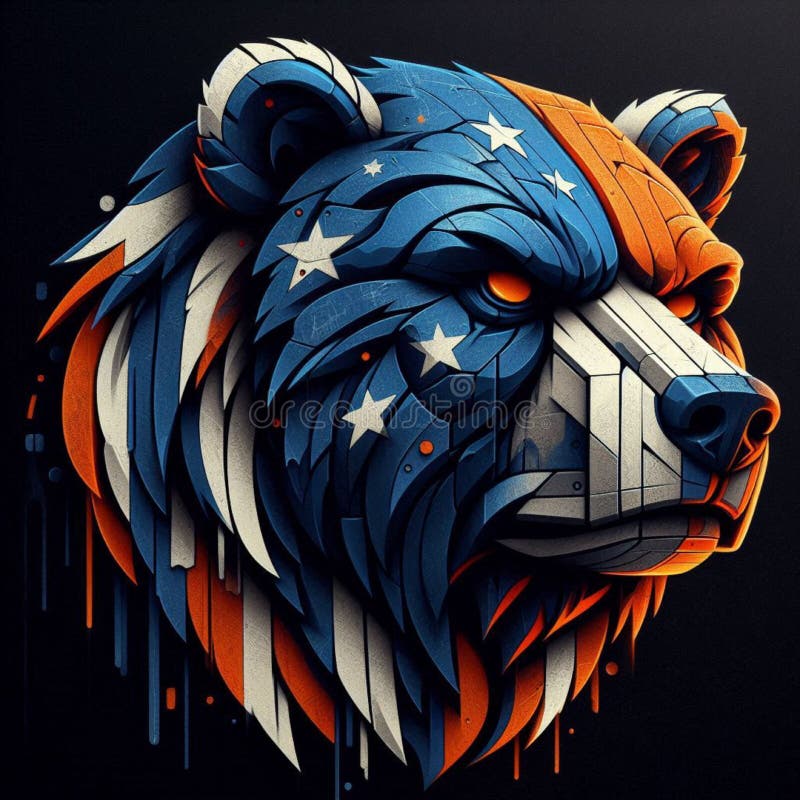 Bear Logo with Black Begron American Theme Stock Illustration ...