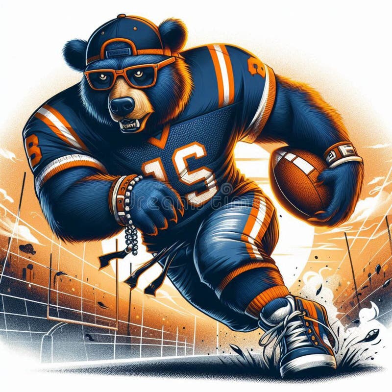 Navy Colored Bear Design Wearing Uniform, Hat, Glasses and Holding a ...