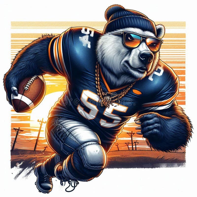 Design of a White Bear Wearing a Uniform and Holding a Rugby Ball Stock ...