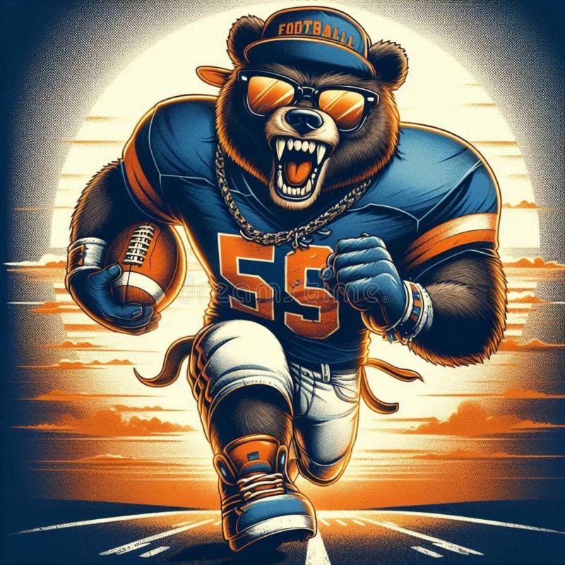 Design of a Brown Bear Wearing a Uniform and Holding a Rugby Ball Stock ...