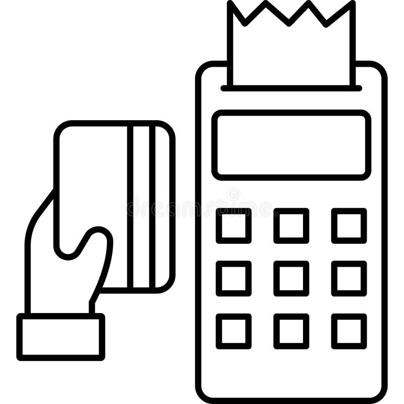 Swipe Machine Illustration with Isolated Background in Glyph Style ...