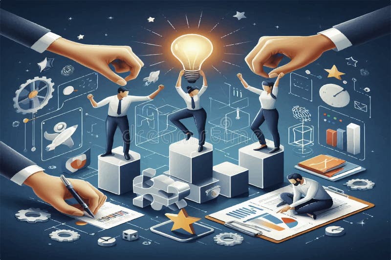 Teamwork Successful Together Concept Stock Illustration - Illustration ...