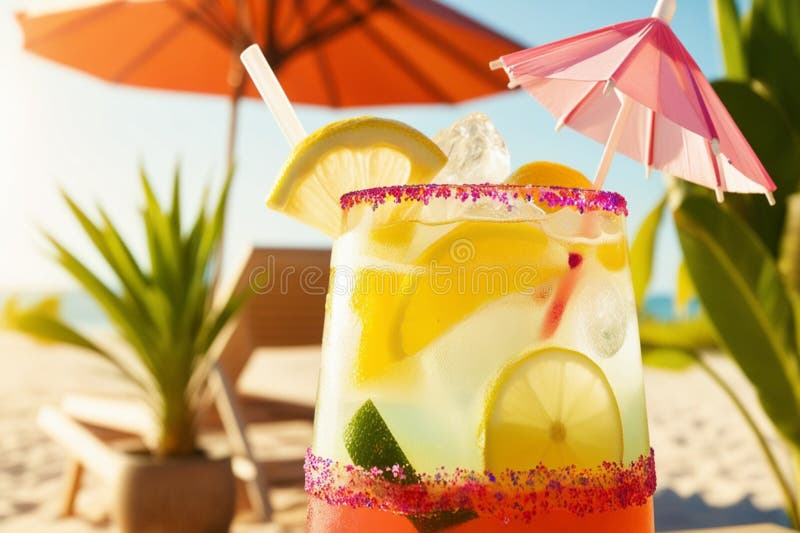 A Glass of Sparkling Water Lemon Drink with a Lime Slice and Red Rim ...