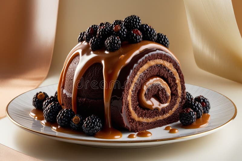 Delicious Chocolate Roll Cake Stock Illustration - Illustration of roll ...