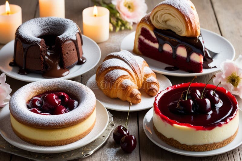 A Variety of Dessert Menus that Look Delicious Stock Image - Image of ...