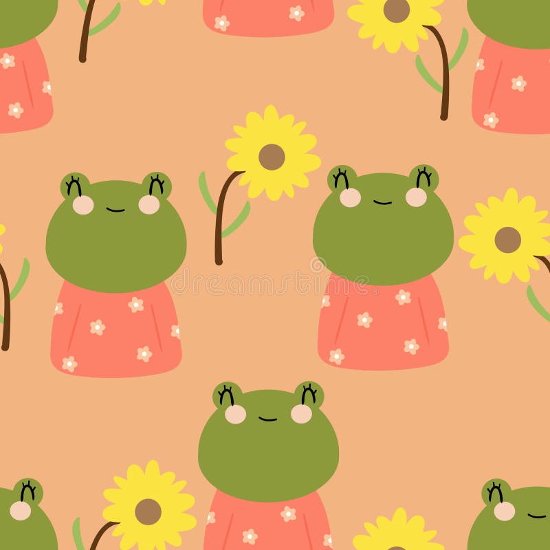 Seamless Pattern with Cute Cartoon Frogs, for Fabric Prints, Textiles ...