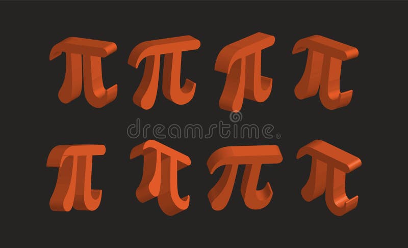 Se of 3D Pi Symbols, Design Elements. 3D Pi Symbols Set Vector Stock ...