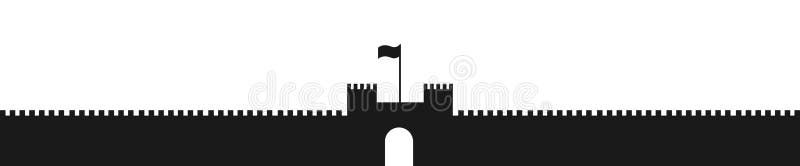 Medieval Castle Silhouette. Medieval Long Castle Wall Silhouette Stock ...