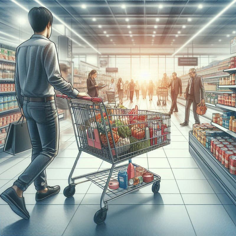 Poster Design of a Man Who Shops a Lot. Stock Illustration ...