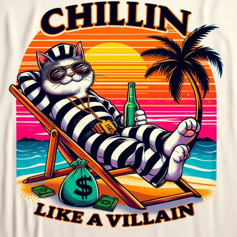 T-shirt Design with a Picture of a Cat and the Words Chillin Like a ...