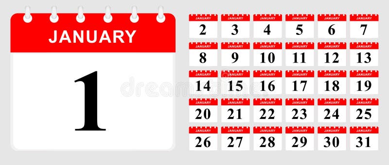 Days calendar of January stock illustration. Illustration of january ...