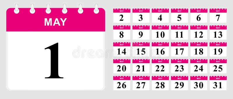 Days calendar of May stock illustration. Illustration of 2028 - 332872076
