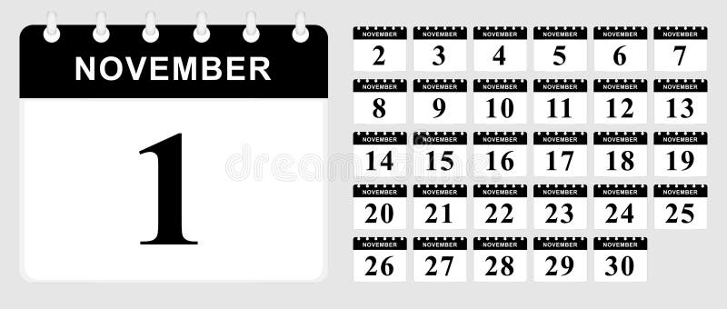 Days calendar of November stock illustration. Illustration of date ...