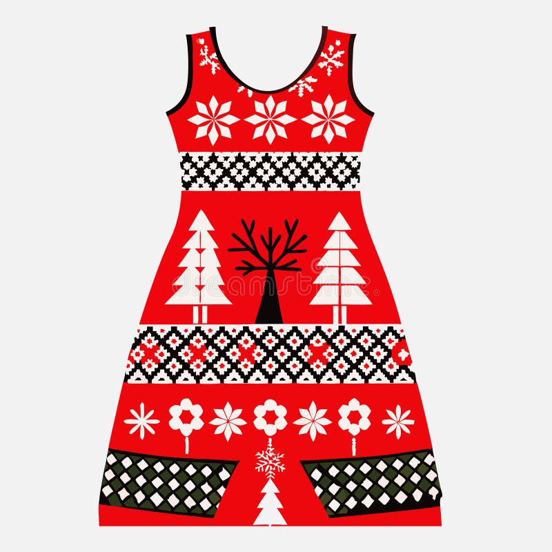 Vector Fashion Illustration: Christmas Party Dress, Festive Snowflake ...